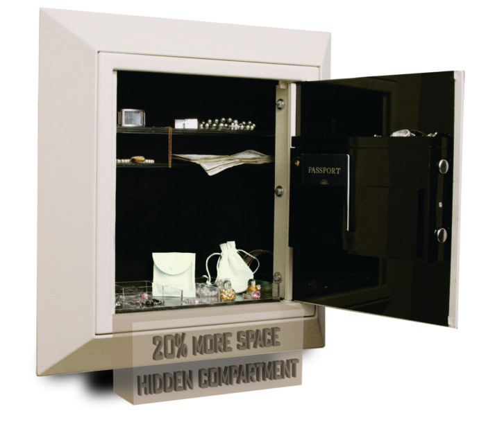 Hidden Compartment in Platinum Wall Safe | DigitalSafe Online